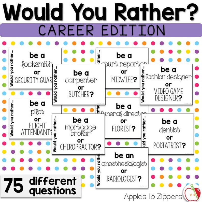 Would You Rather? Career Edition Activity - Etsy