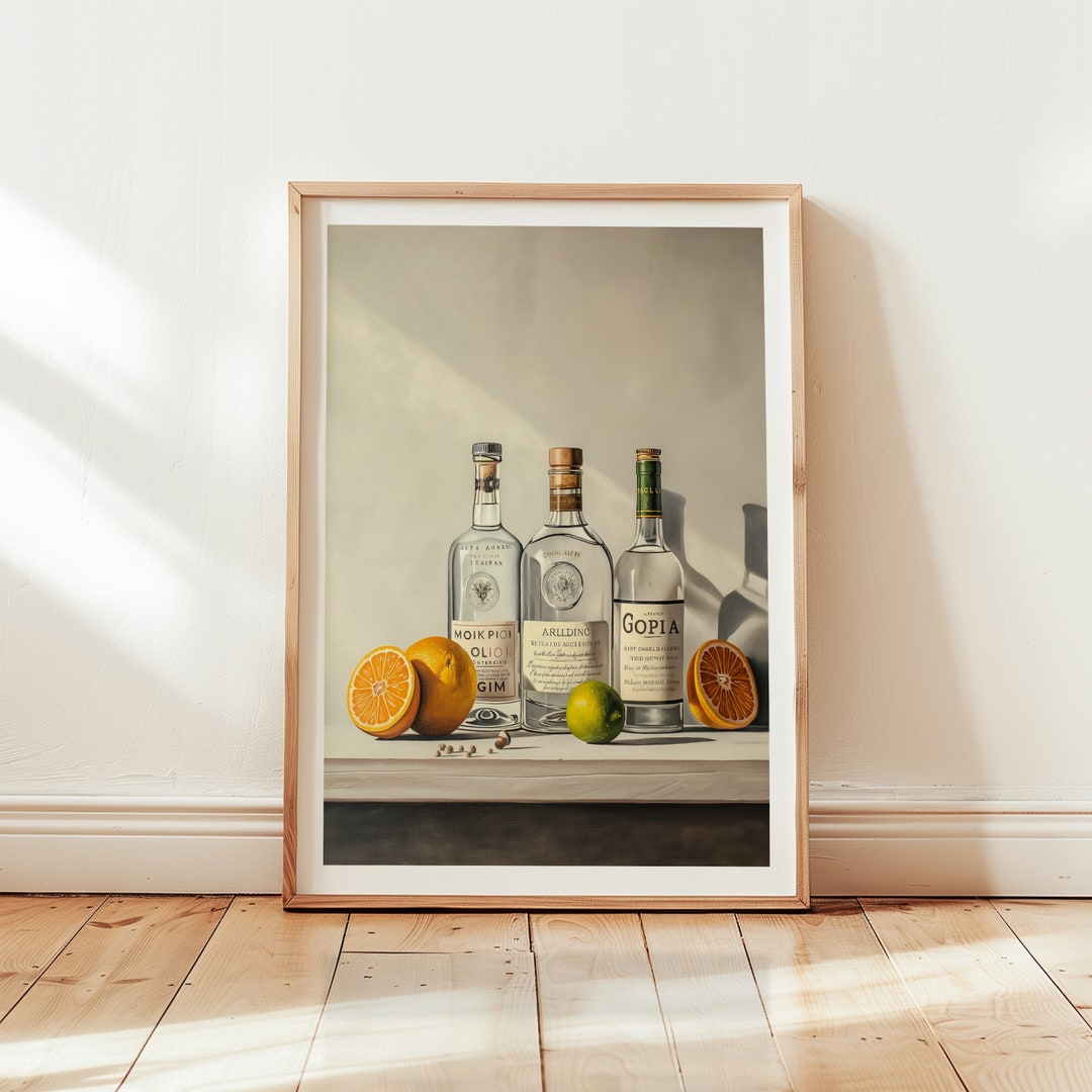 Gin Art Print, Kitchen and Bar Wall Art, Oranges and Gin Poster ...