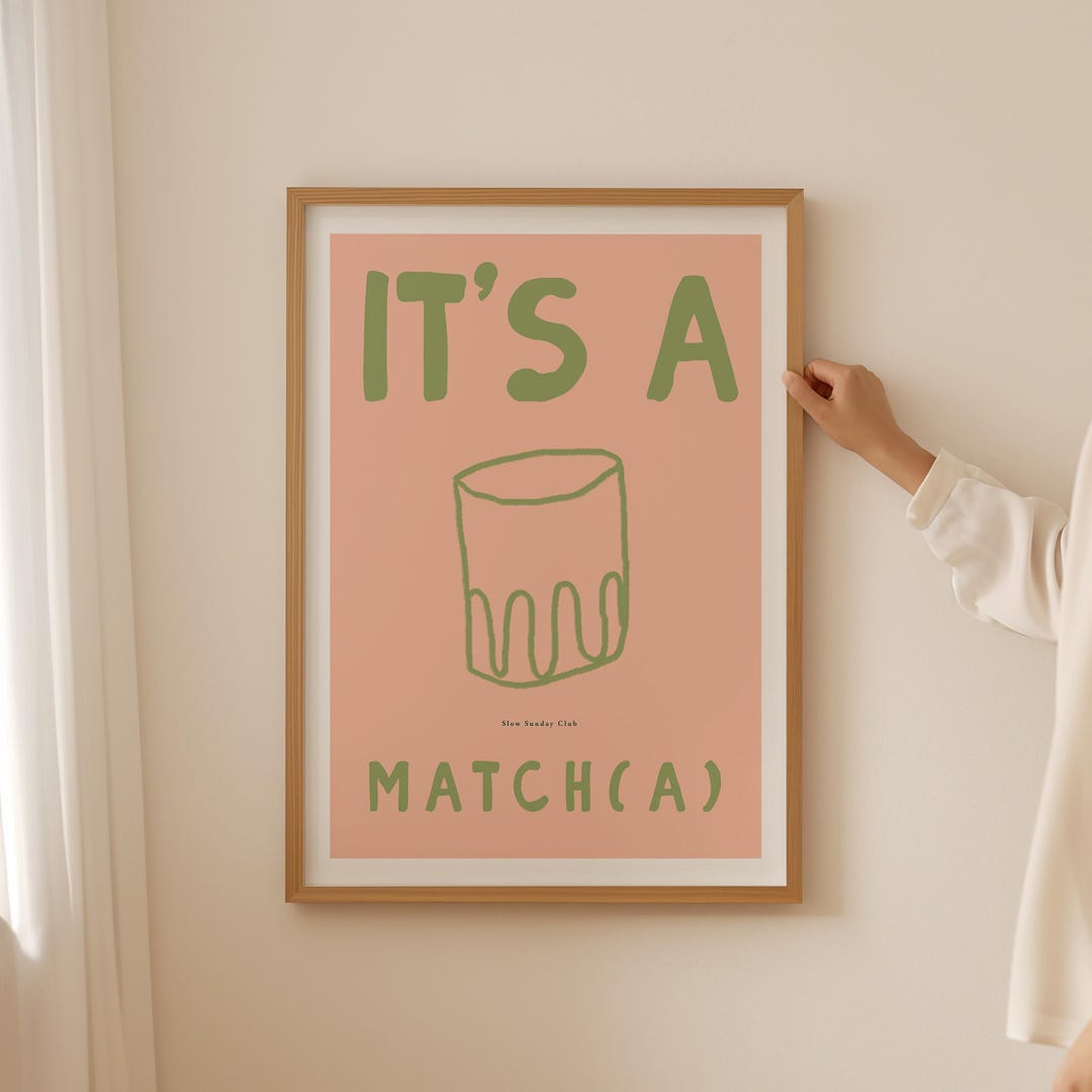 Matcha Latte Art Print, Aesthetic Kitchen Wall Decor, Cute Kitchen Wall ...