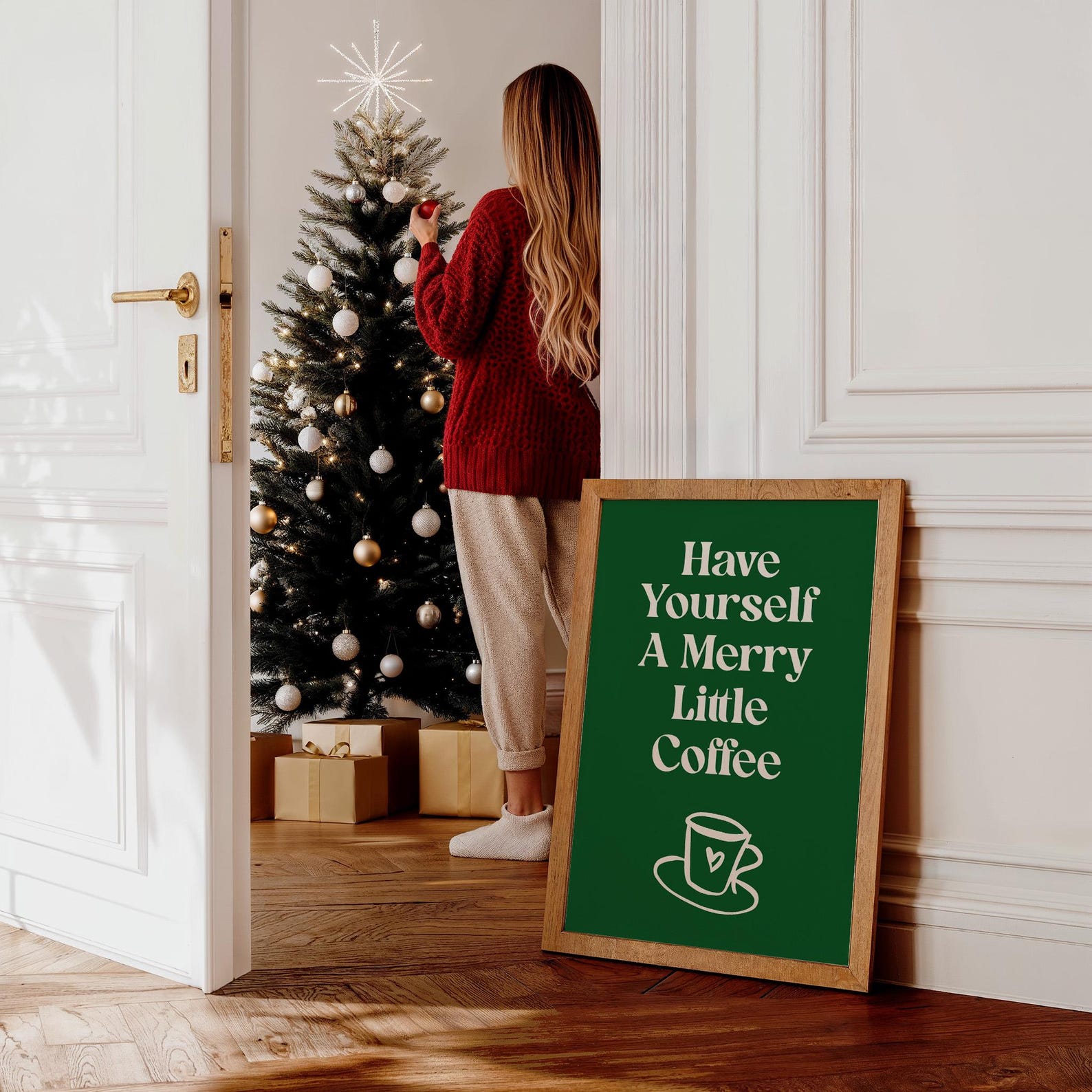 Christmas Coffee Art Print, Funny Seasonal Wall Art, Holiday Typography ...