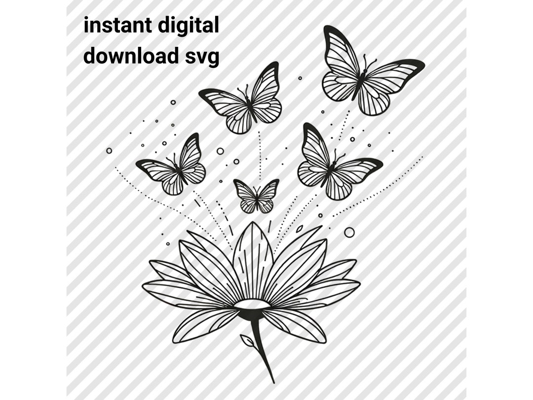 Butterfly Svg, Butterflies Flying Out of a Flower Svg, Printable Wall ...