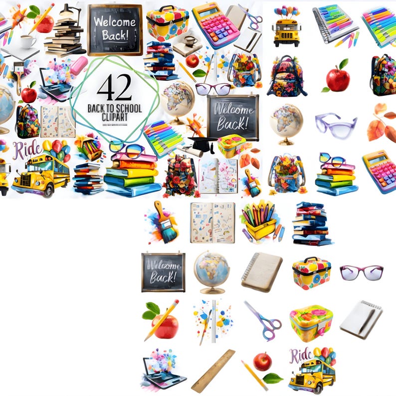 Education Clipart Bundle Digital Classroom Decor, Fun Learning Graphics ...