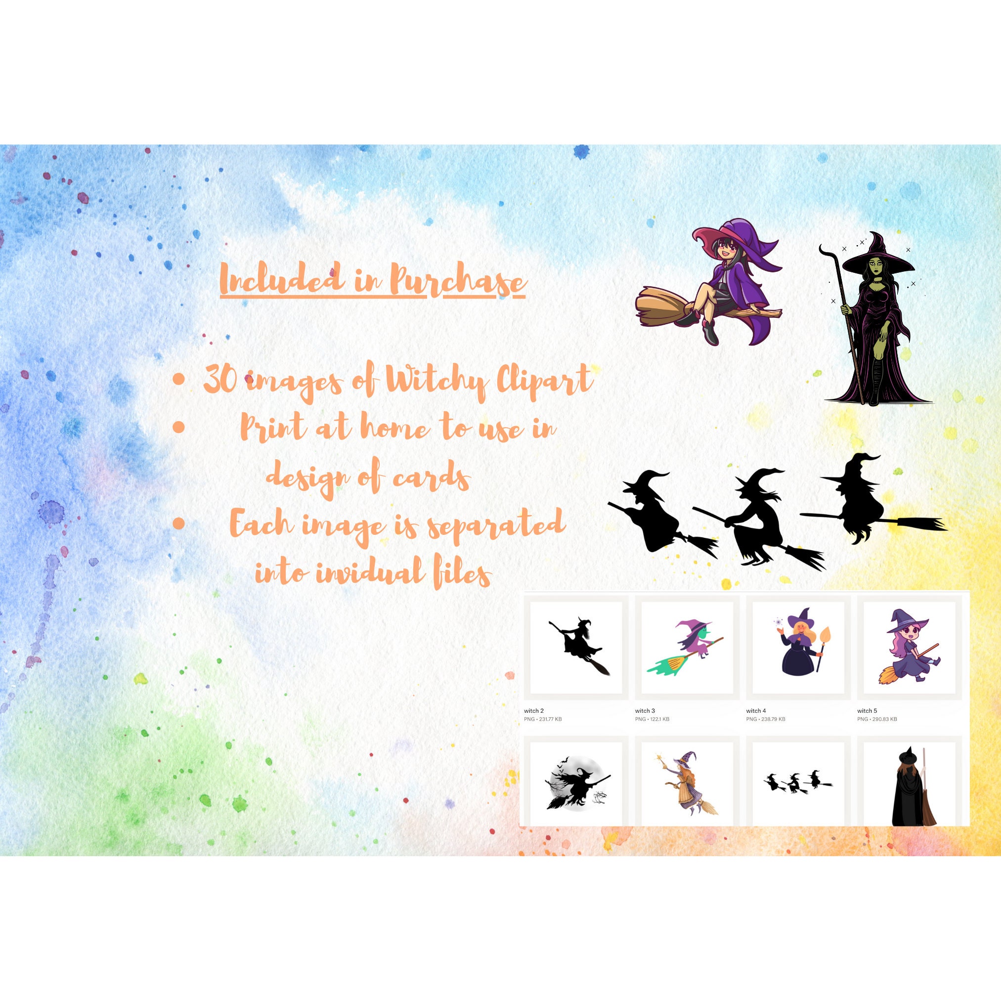 Witchy Clipart Bundle, 30 Witch Designs, Perfect for DIY Crafts ...