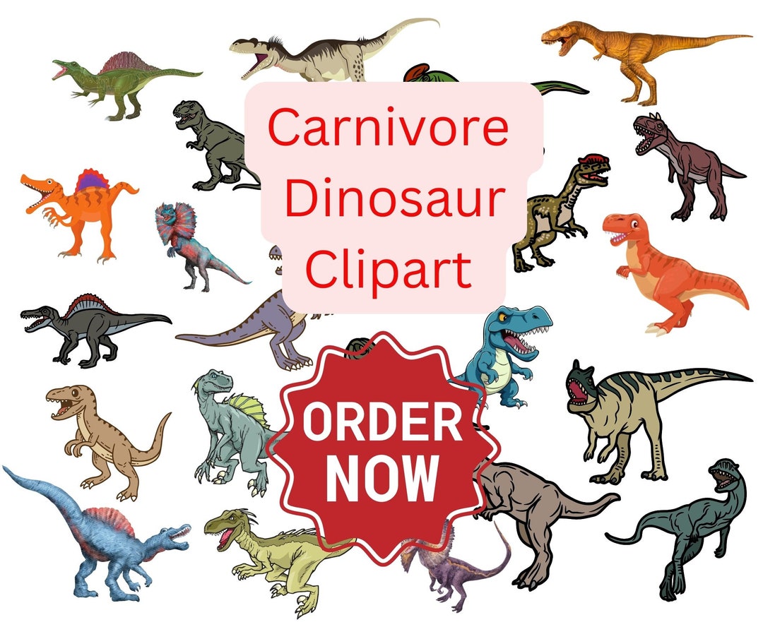 Dinosaur Clipart Carnivore Pack, Colorful Digital Art for Kids, DIY ...