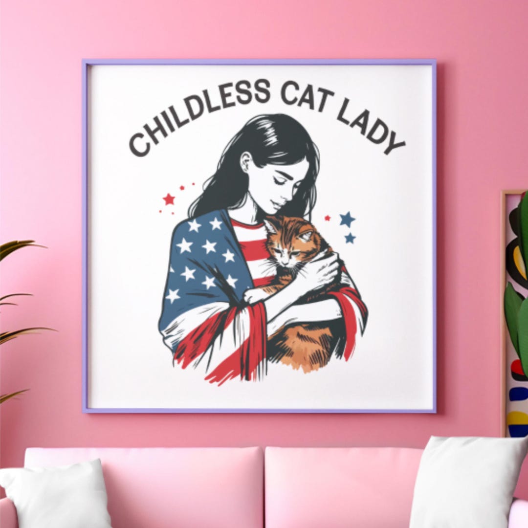 Childless Cat Lady Downloadable Art, Whimsical Printable Decor, Perfect ...
