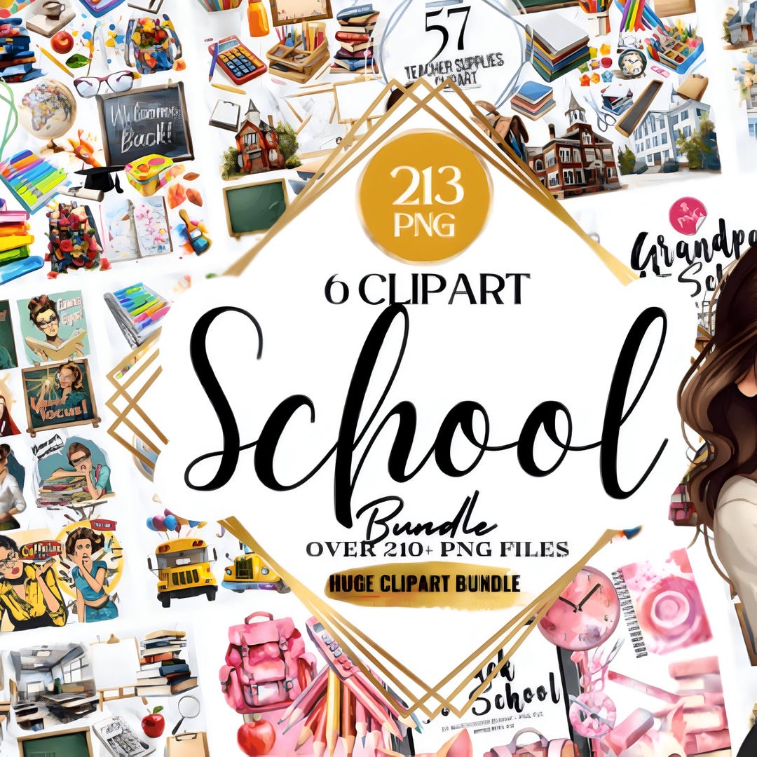 Education Clipart Bundle Digital Classroom Decor, Fun Learning Graphics ...