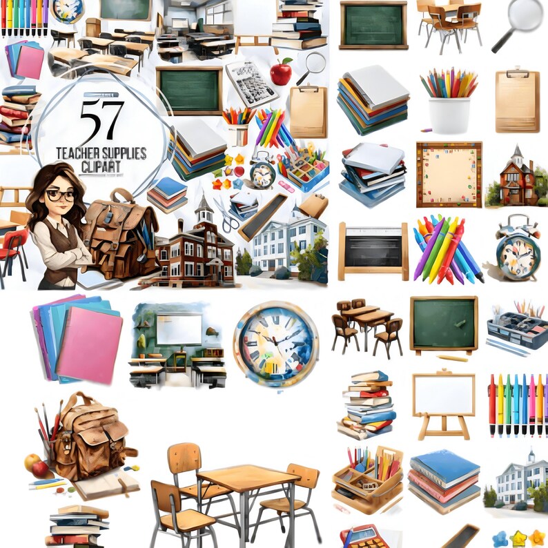 Education Clipart Bundle Digital Classroom Decor, Fun Learning Graphics ...
