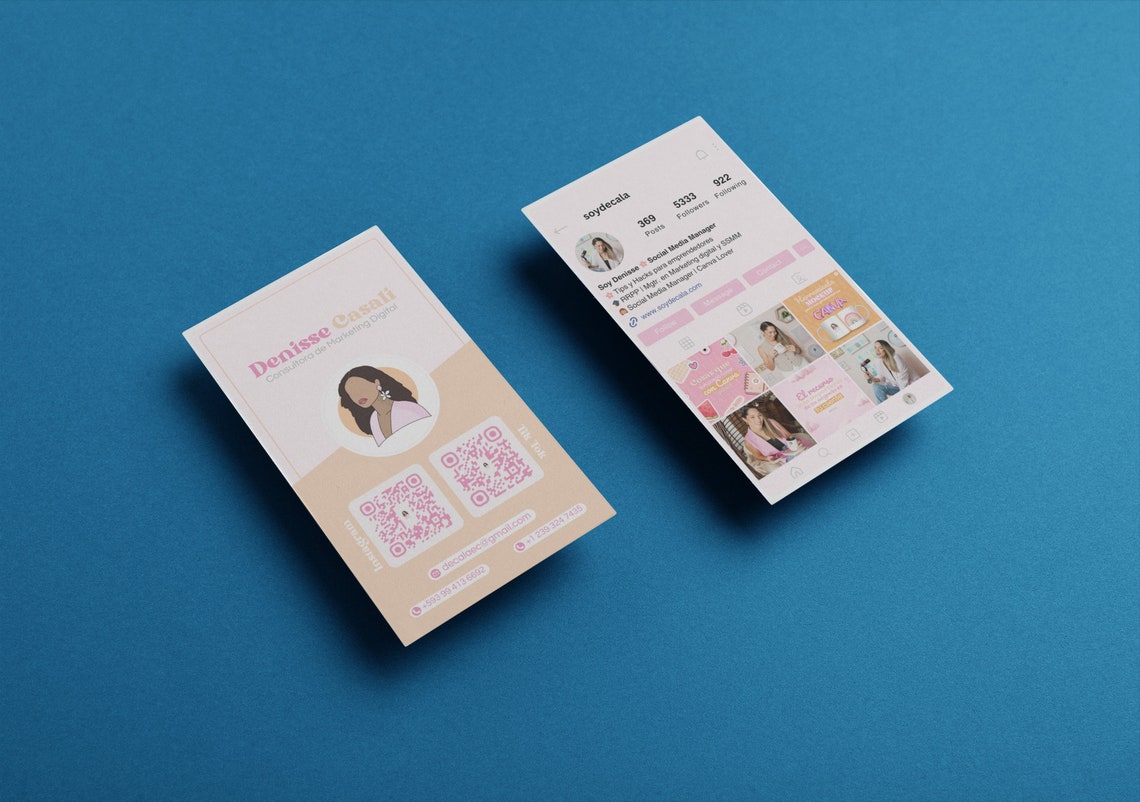Instagram Bio-inspired Business Card Template. Custom Printable Design ...