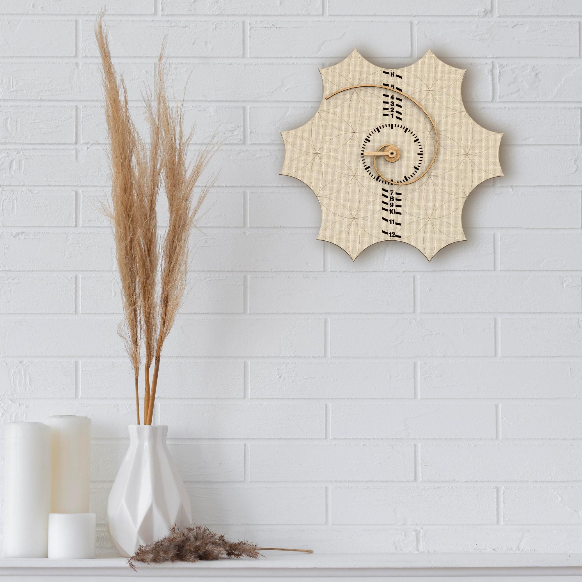 Customizable Lotus-inspired Wooden Wall Clock Minimalist Fibonacci ...