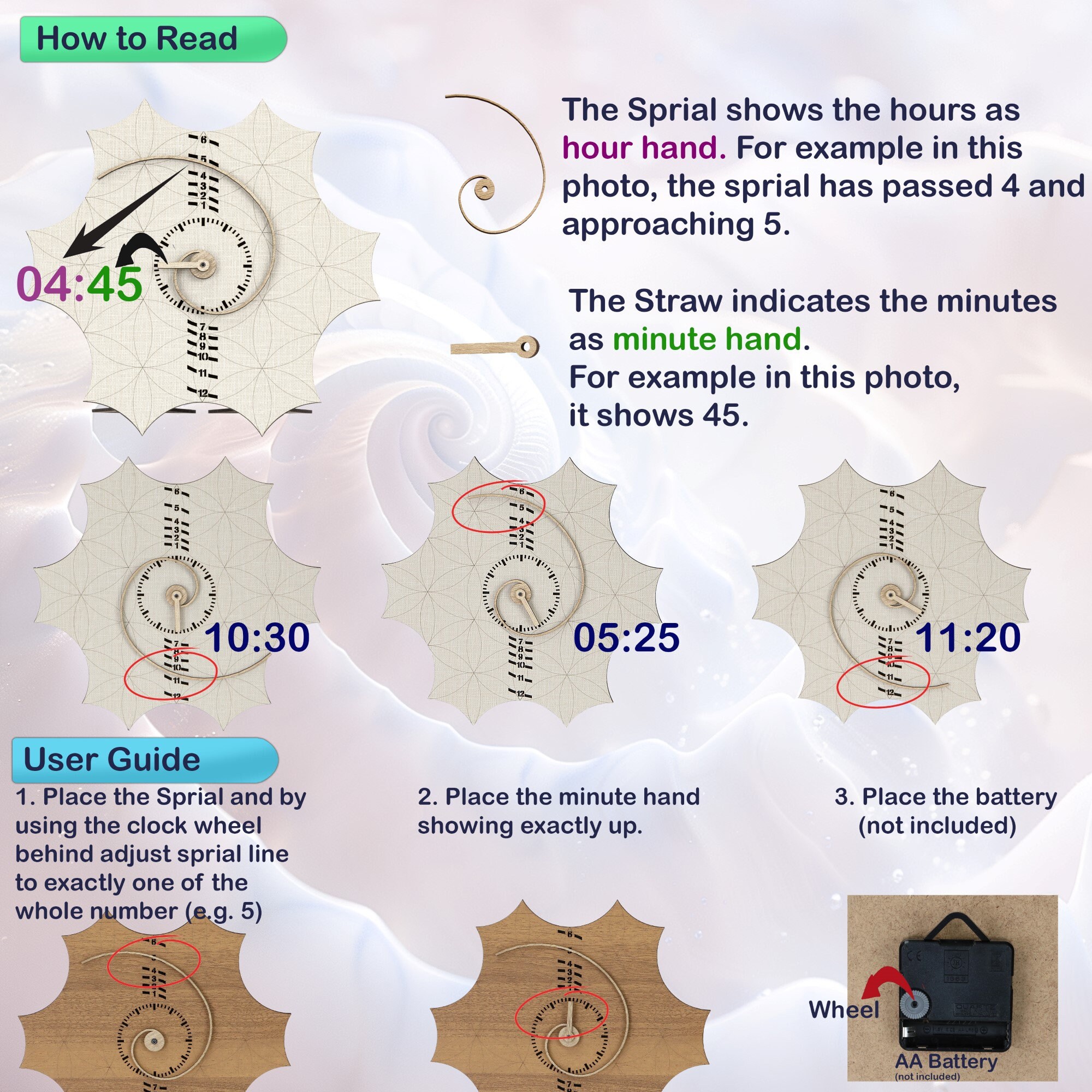 Fibonacci Wall Clock, Wooden Table and Shelf Decoration, Housewarming ...