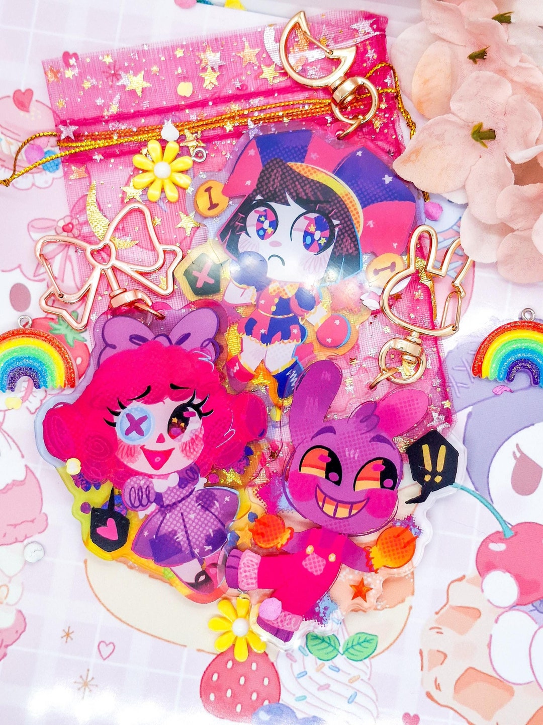 LAST CHANCE Digital Circus Keychain Double View Ponmi Jax Ragatha - Etsy