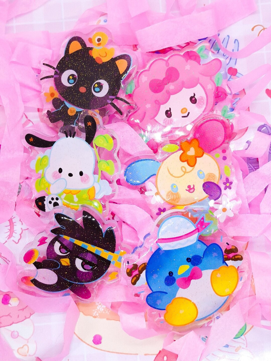 Acrylic Pin Glitter Snrio Kitty and Friends Pt2 - Etsy