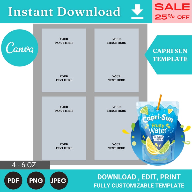 Caprisun Template BLANK Capri Sun Label Template, Chip Bag Template ...