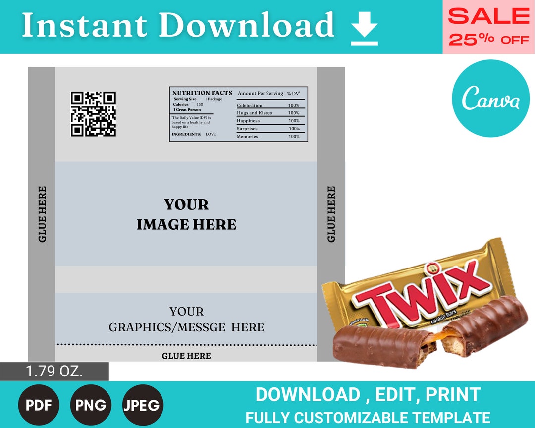 Twix Chocolate Bar, Blank Candy Bar Wrapper Template, Twix Wrapper ...