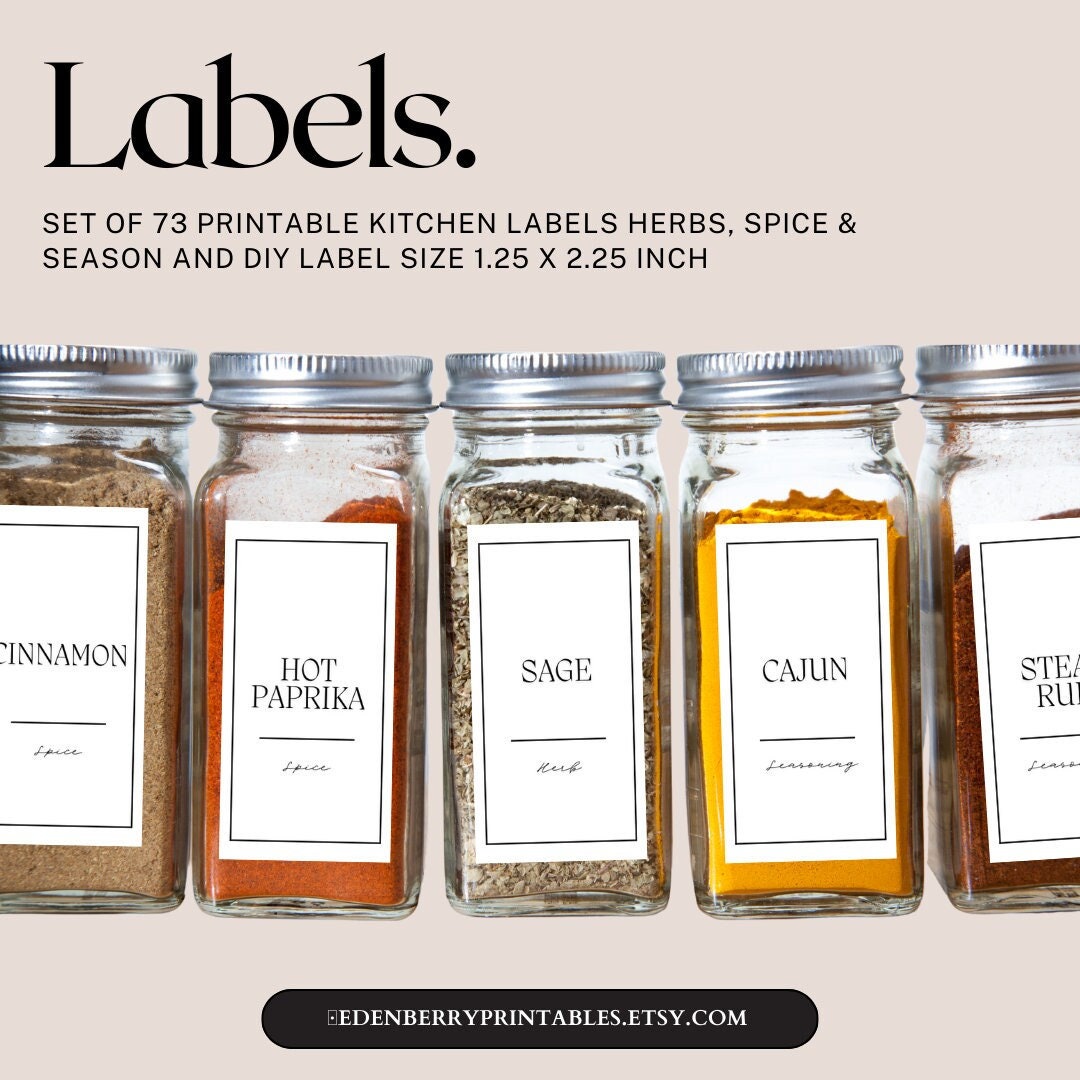 73 Printable Kitchen Labels, Pantry Label Template, Modern Minimalist ...