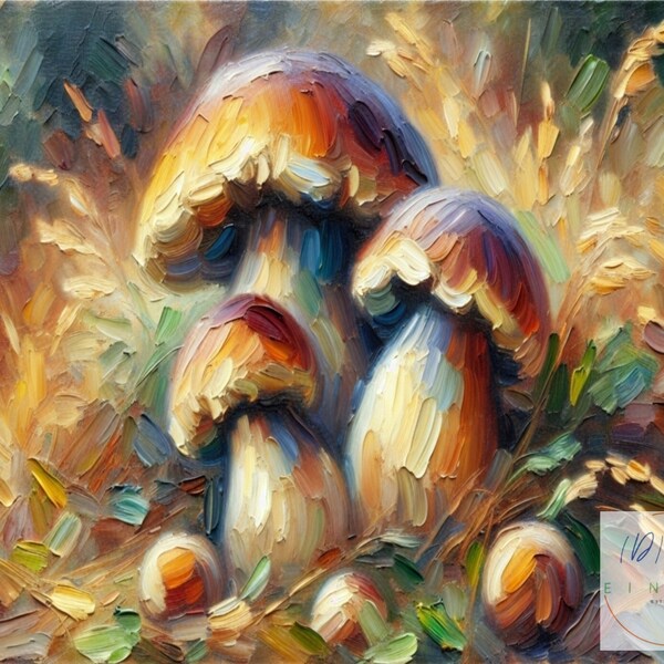 Mushroom Oil Painting - Etsy