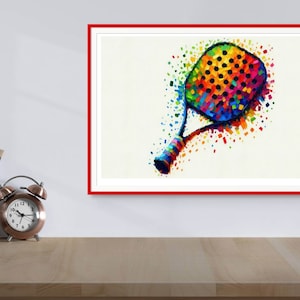 Pickleball Racket - Digital Wall Art of Multi-colored Pickleball Racket ...