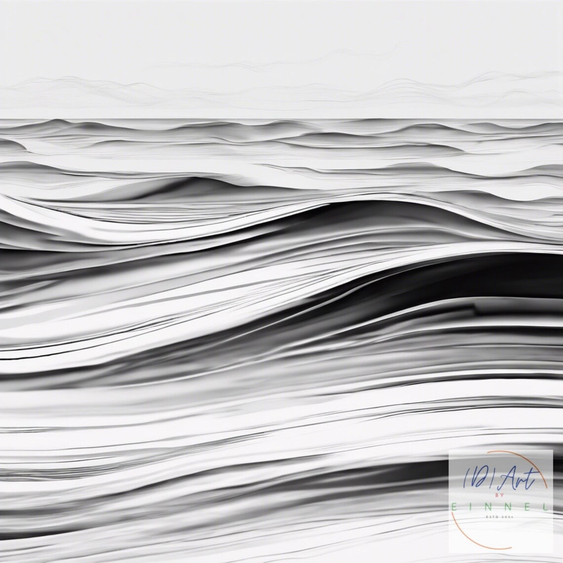 Waves Line Art: Black and White Deep Water Drawing | Minimalist Ocean ...