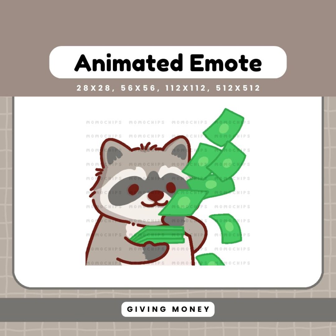 Raccoon Twitch Emotes Animated, Rich Racoon Money Emote for Streamer ...