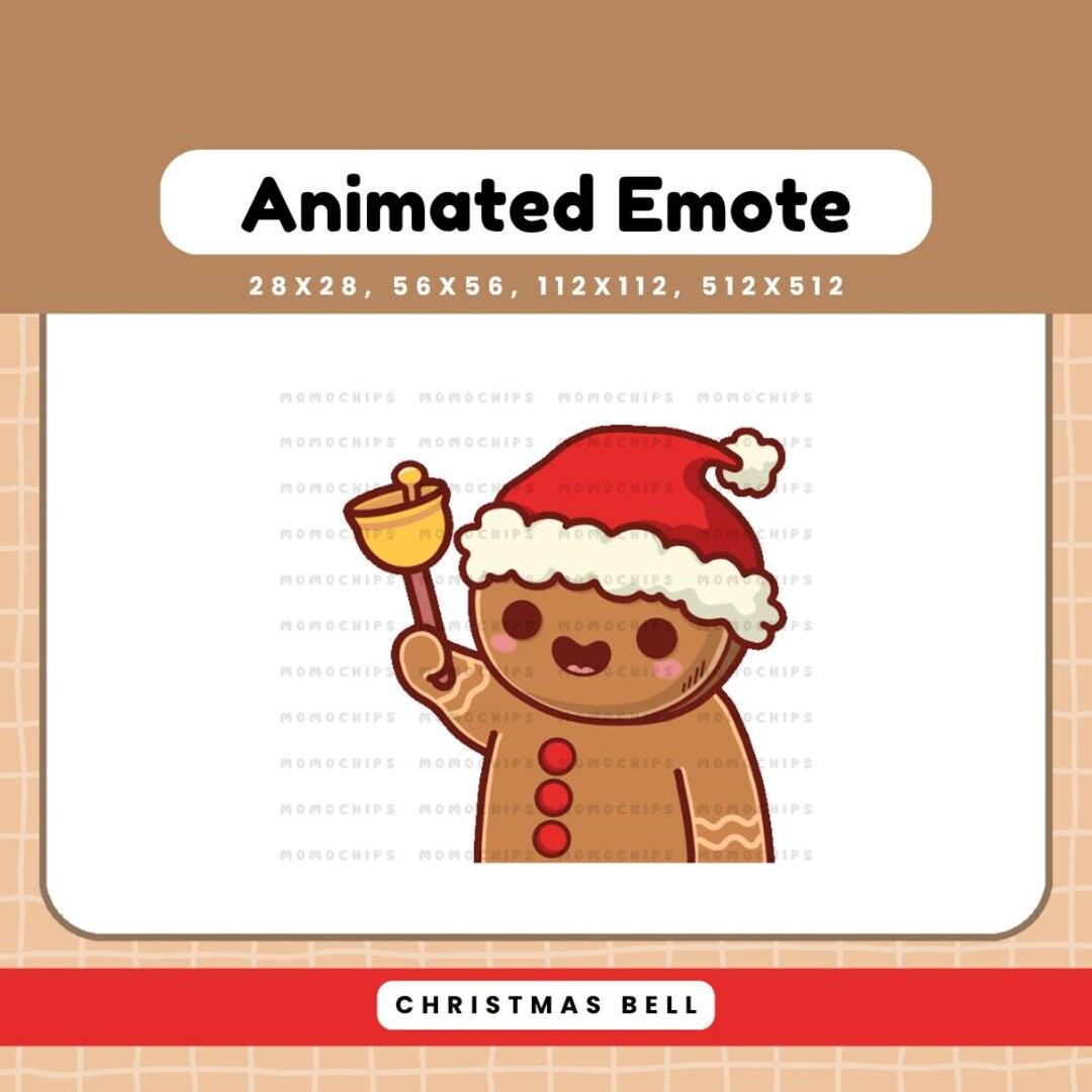 Gingerbead Christmas Bell Emote, Animated Twitch Funny Xmas Streaming ...