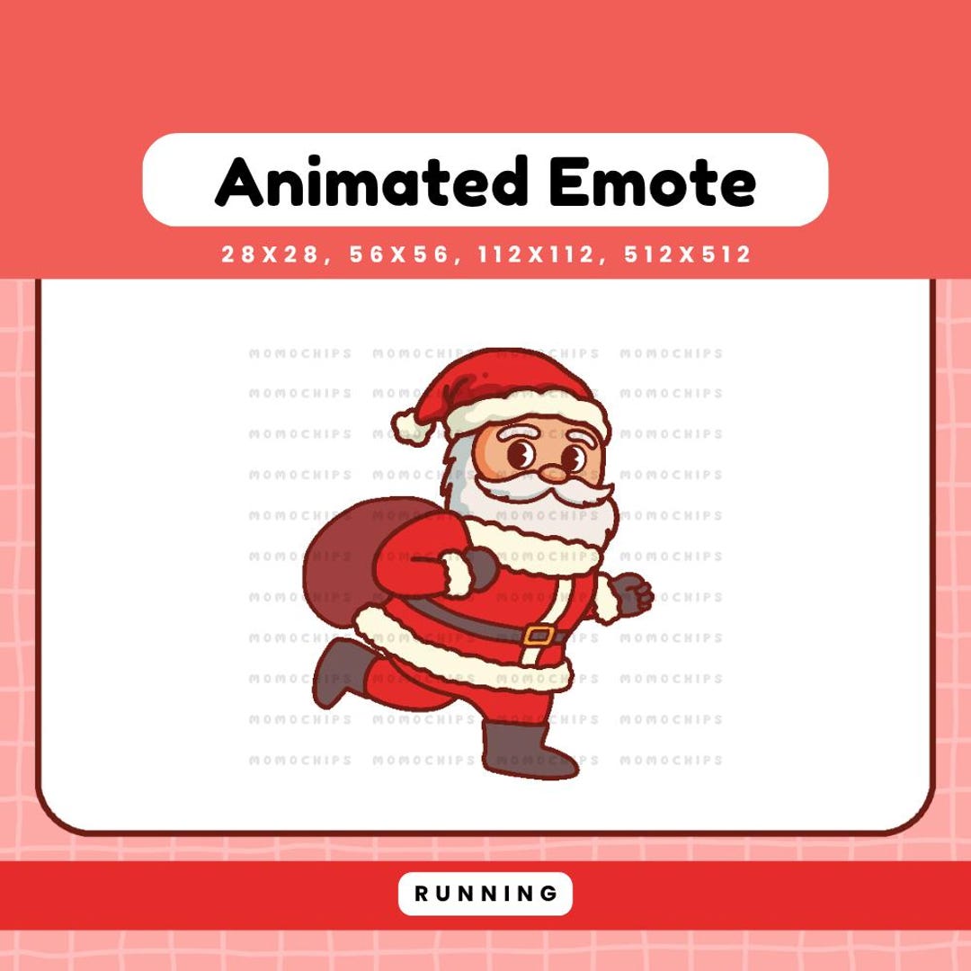 Animated Santa Christmas Emote, Twitch Running Streamer Vtuber Xmas ...