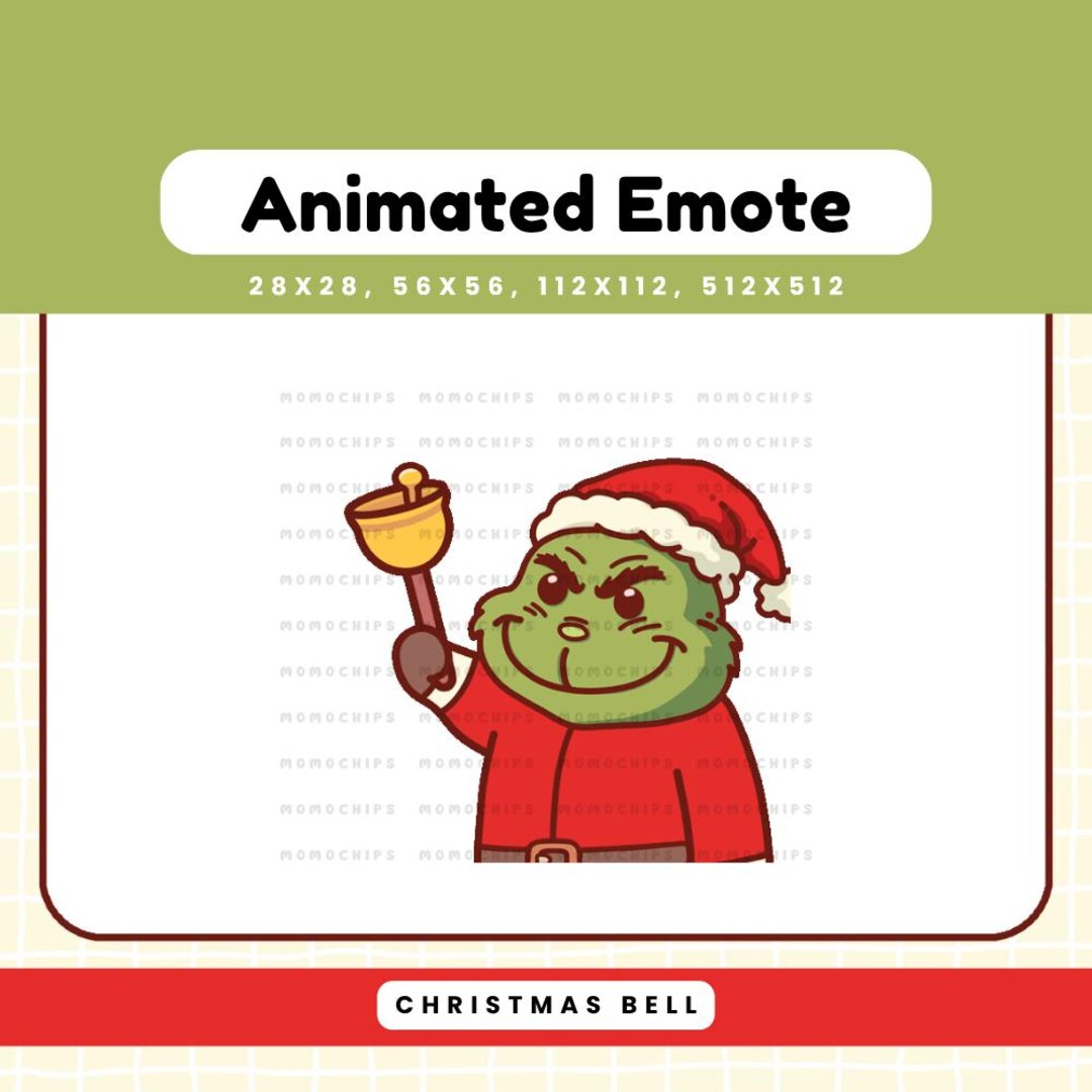 Grinch Christmas Bell Emote, Animated Twitch Funny Xmas Streaming Chat ...
