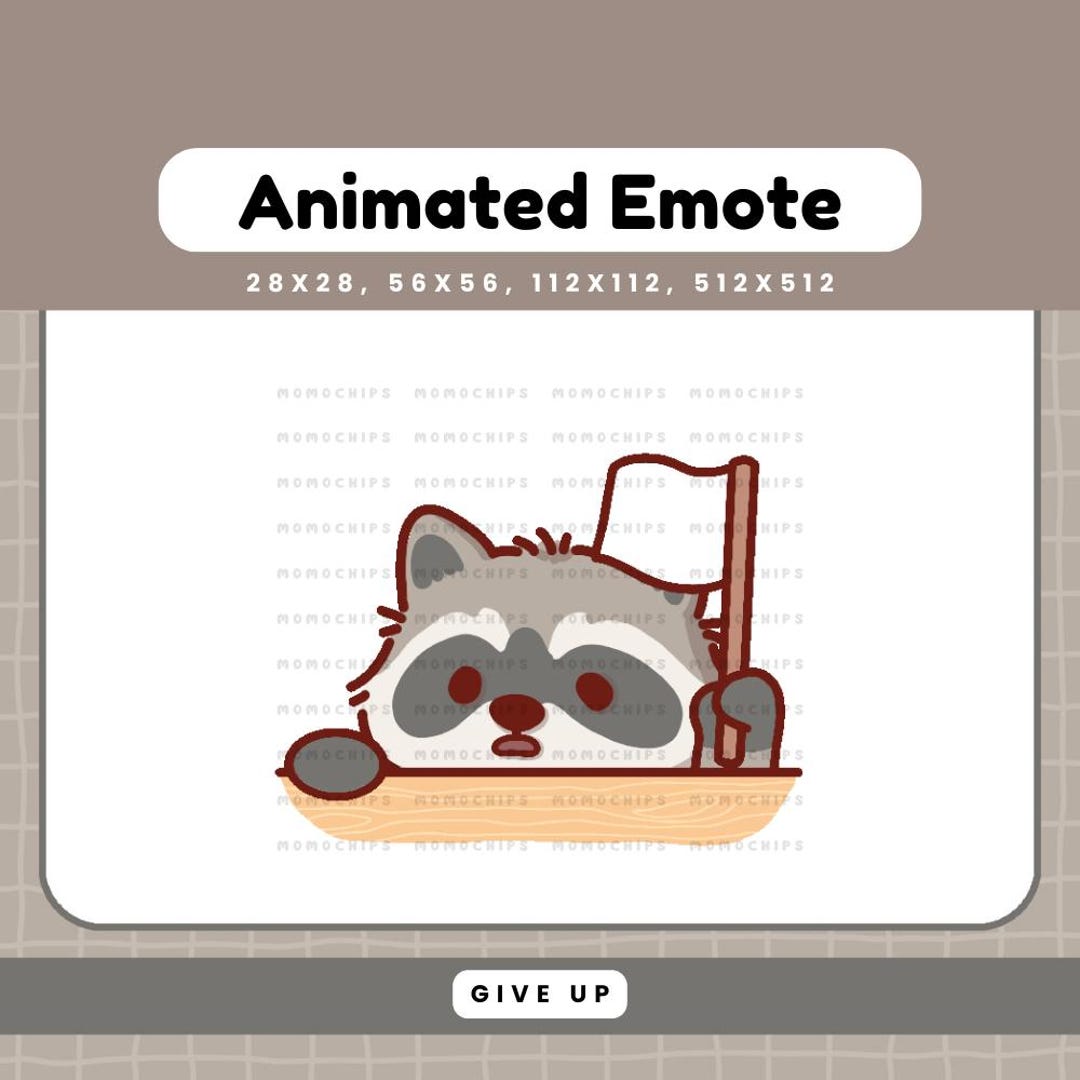 Raccoon Twitch Emote Animated, Surrender Streamer Vtuber Chat Alert ...