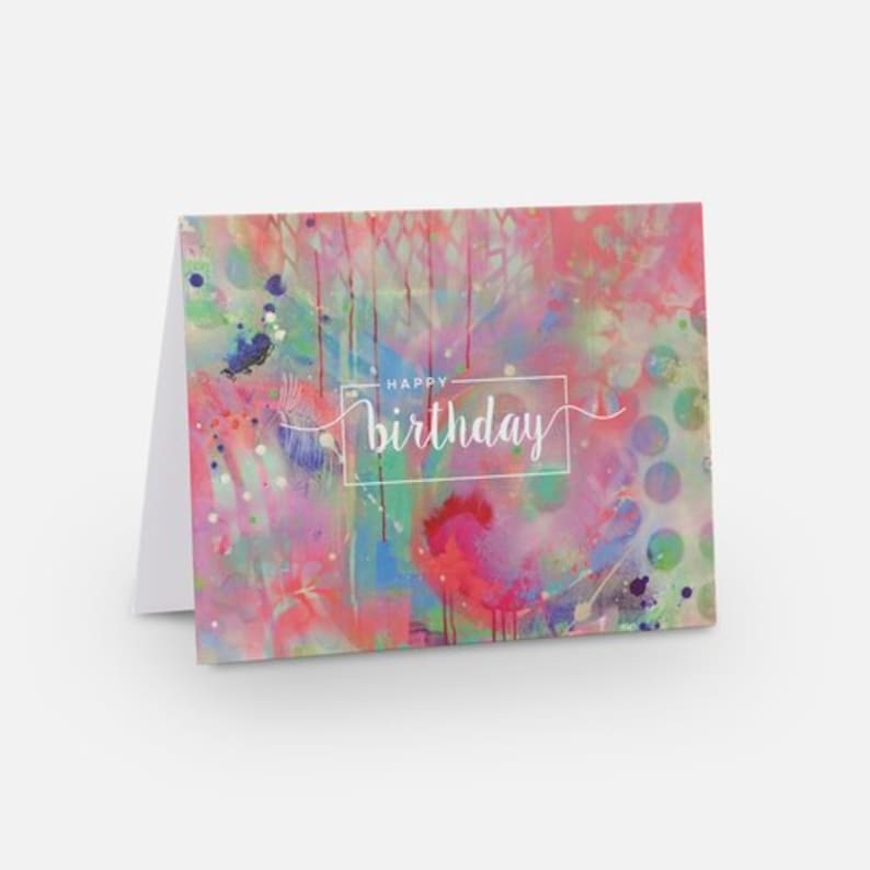 Abstract Art Happy Birthday Greeting Card - Etsy