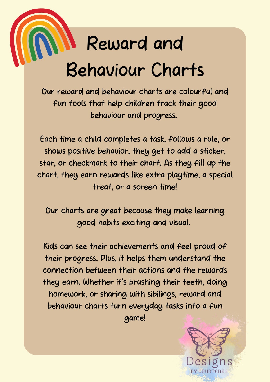 Childrens Reward and Behaviour Charts - Printable at Home Charts - A4 ...