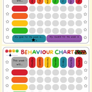 Childrens Reward and Behaviour Charts - Printable at Home Charts - A4 ...