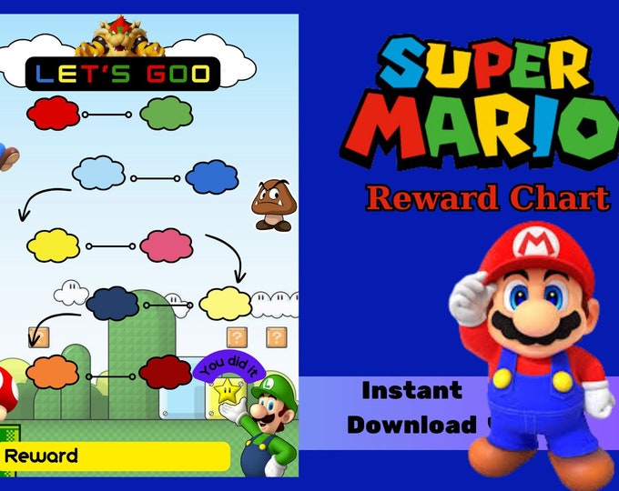 Super Mario - Reward Chart, Kids Reward Chart, Super Mario Sticker ...