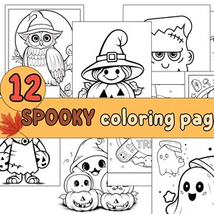 Spooky Coloring Pages for Kids Printable Halloween Activity PDF - Etsy