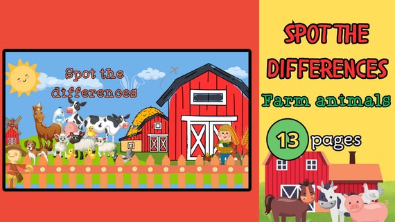Spot The Difference Farm Animals Activity Printable Pdf