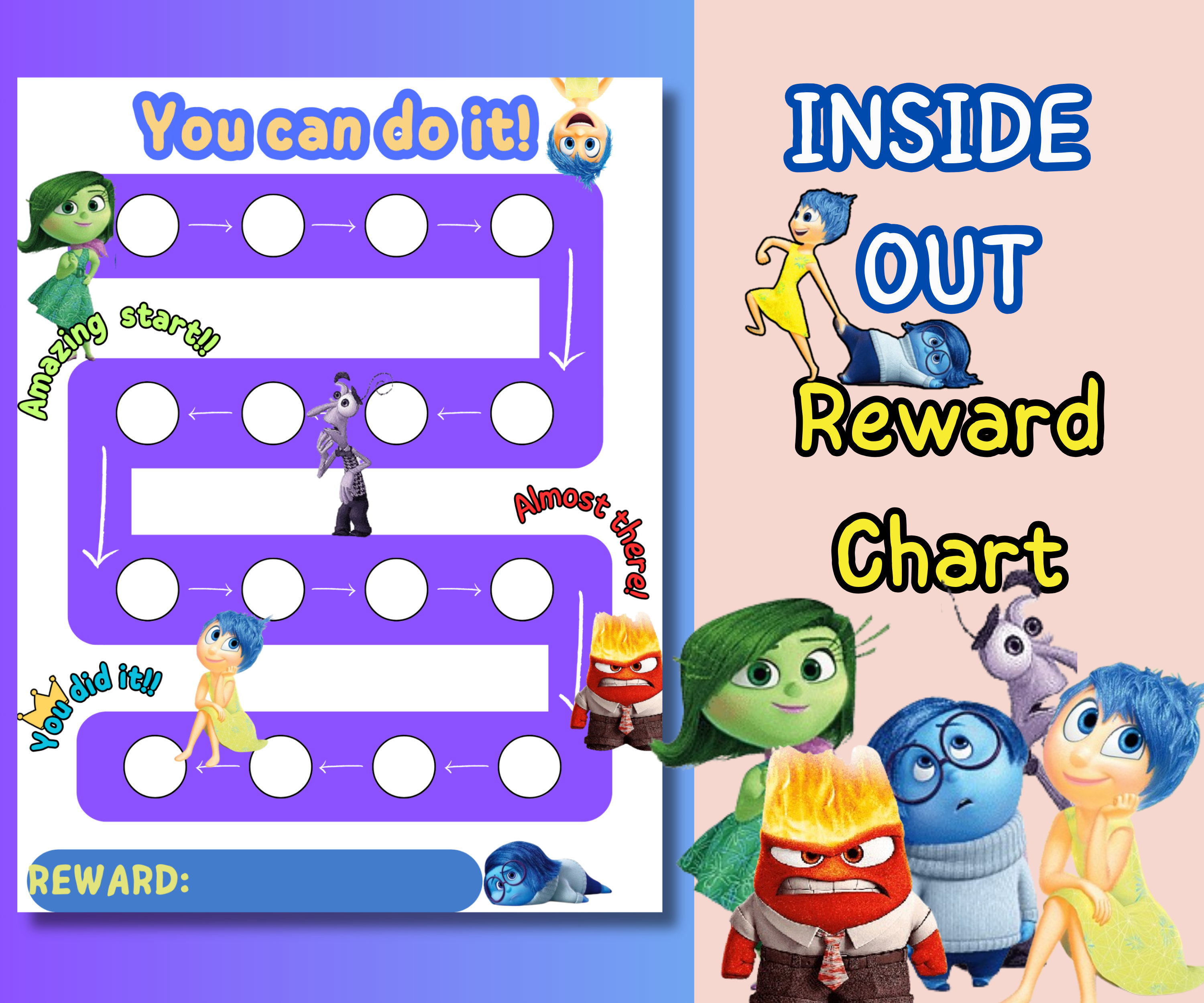 Inside Out Reward Chart for Kids: Printable Behavior Tracker (PDF) - Etsy