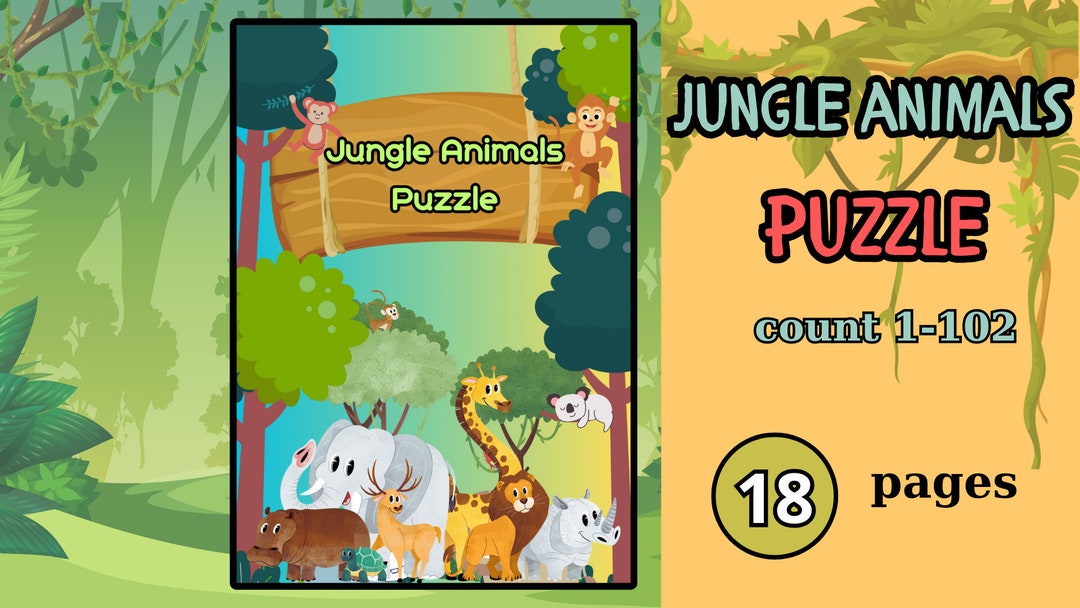 Jungle Animals Counting Puzzle: Learn 1-102 (PDF Pattern) - Etsy