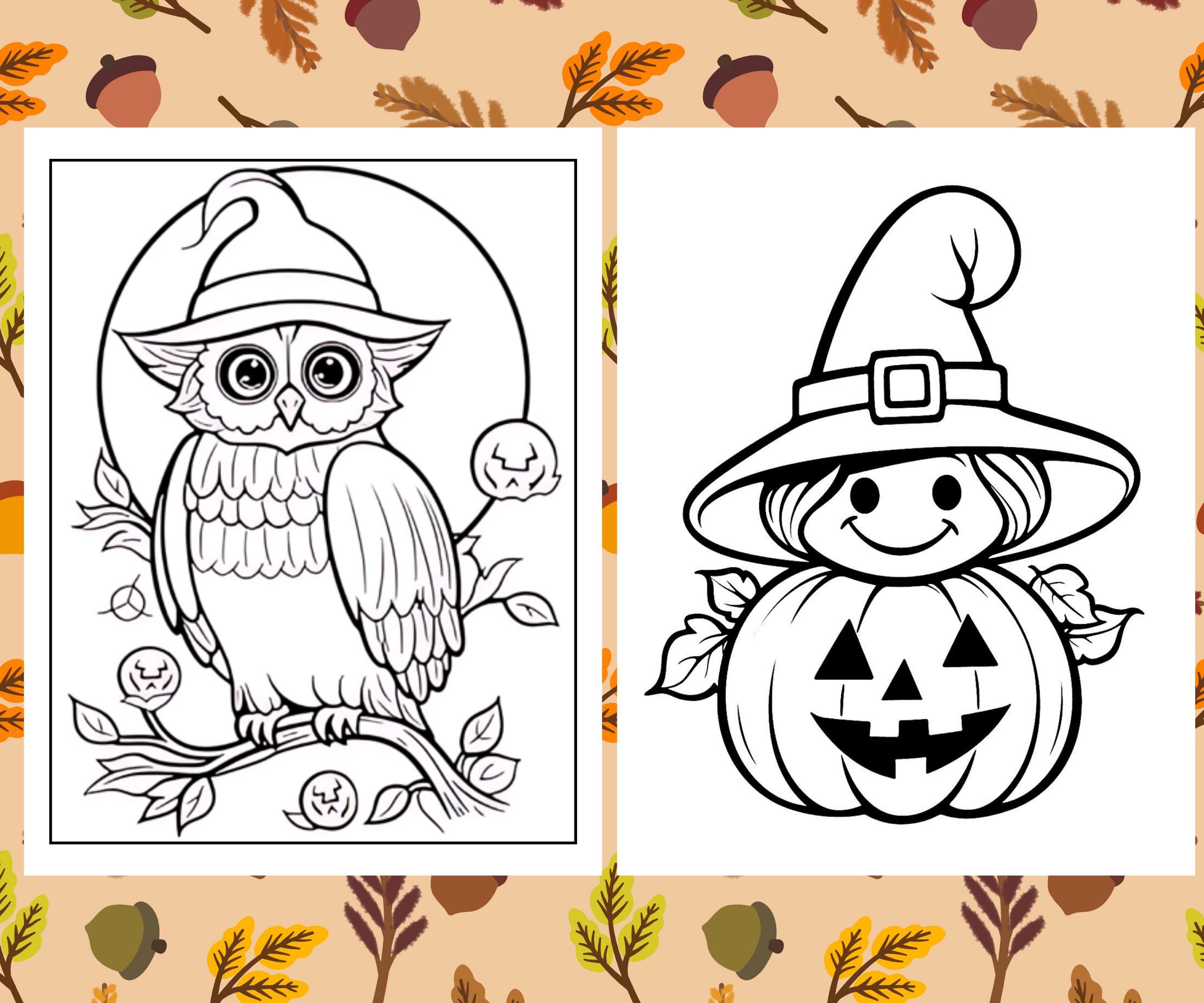Spooky Coloring Pages for Kids Printable Halloween Activity PDF - Etsy