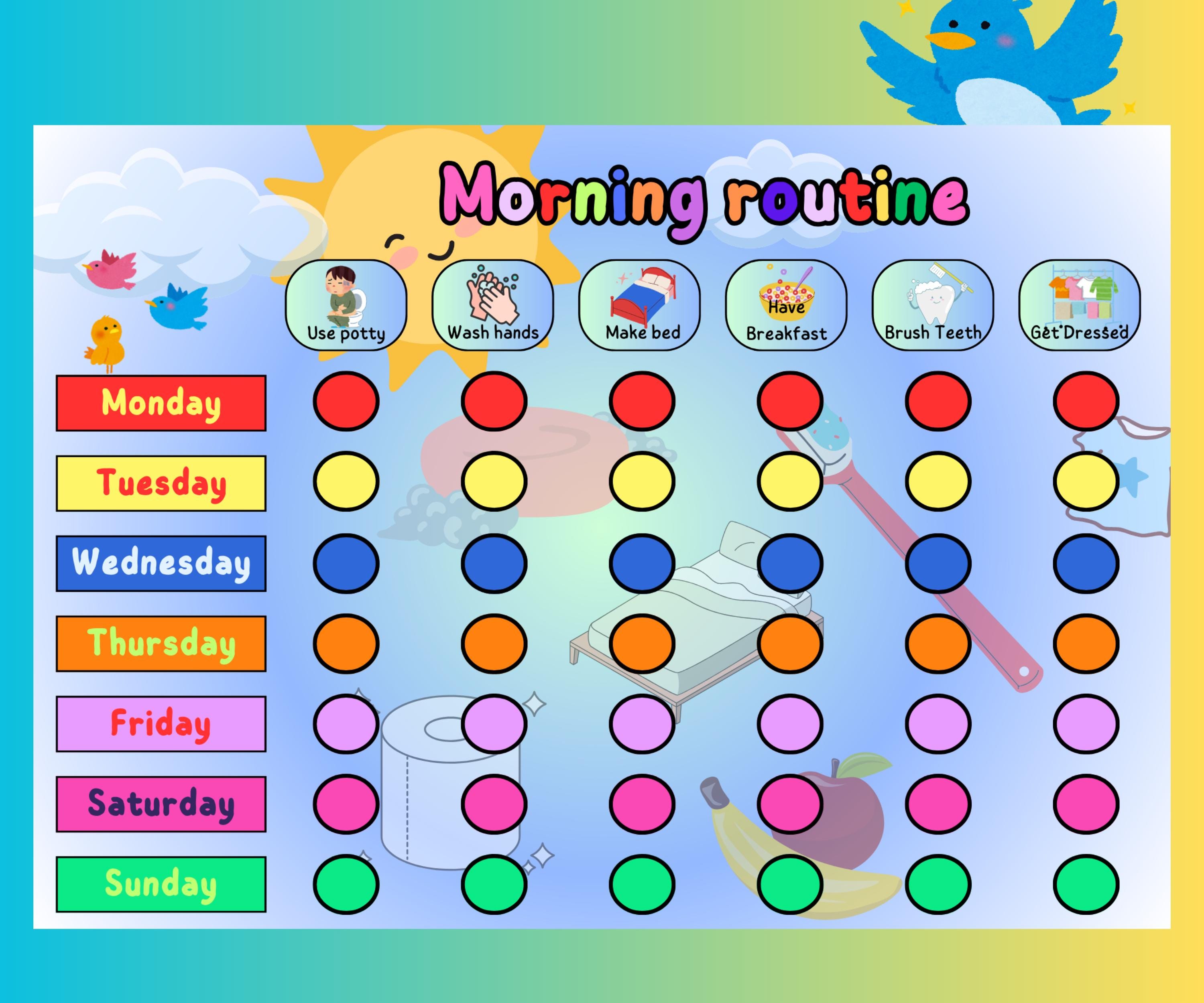 Morning & Night Routine Chart for Kids | Printable Chore Chart PDF - Etsy