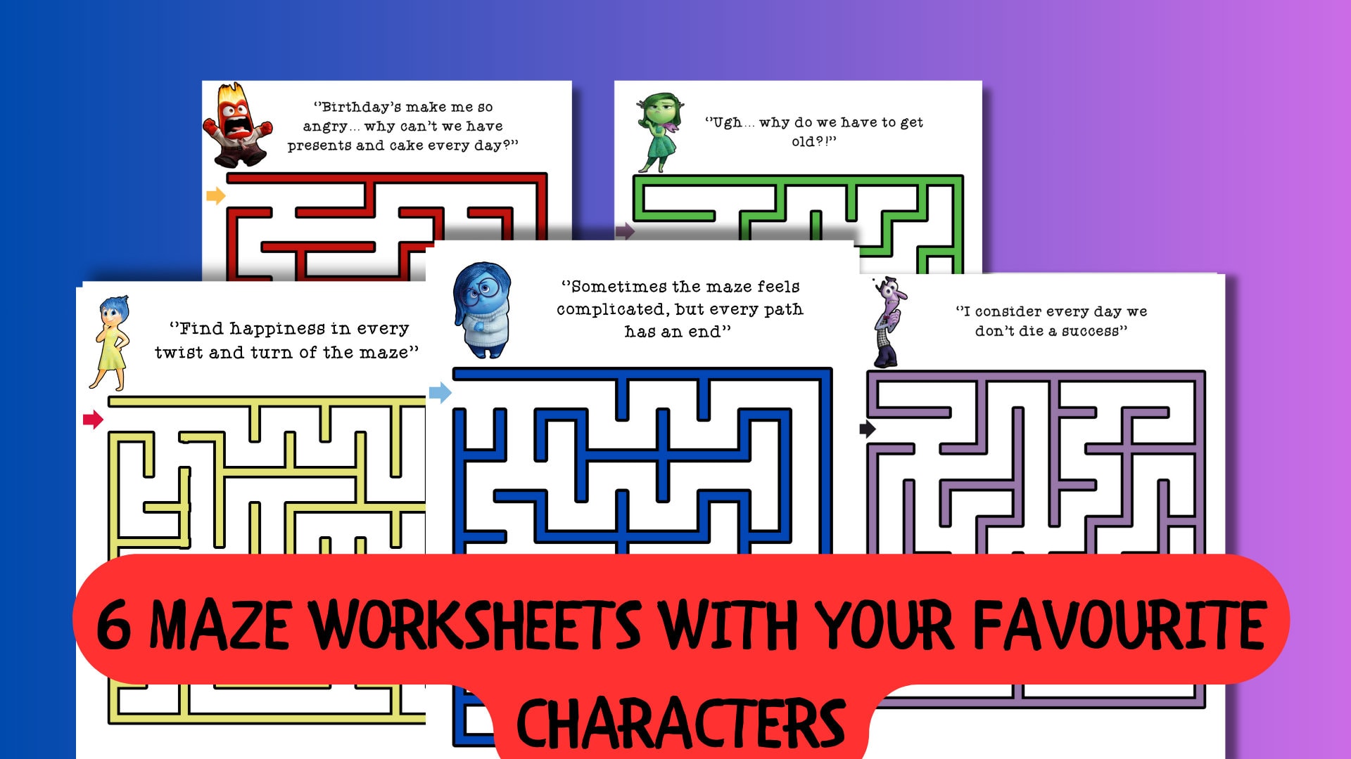 Inside Out Maze Worksheets for Kids - Printable Educational Activity ...