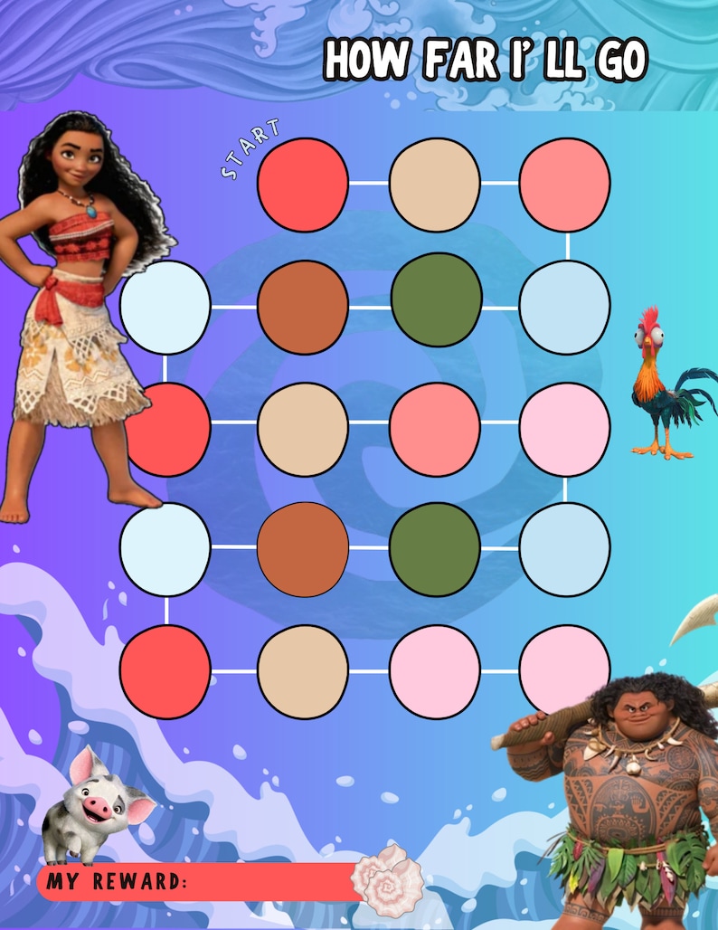 Moana Reward Chart for Kids: Printable Chore Chart (PDF) - Etsy