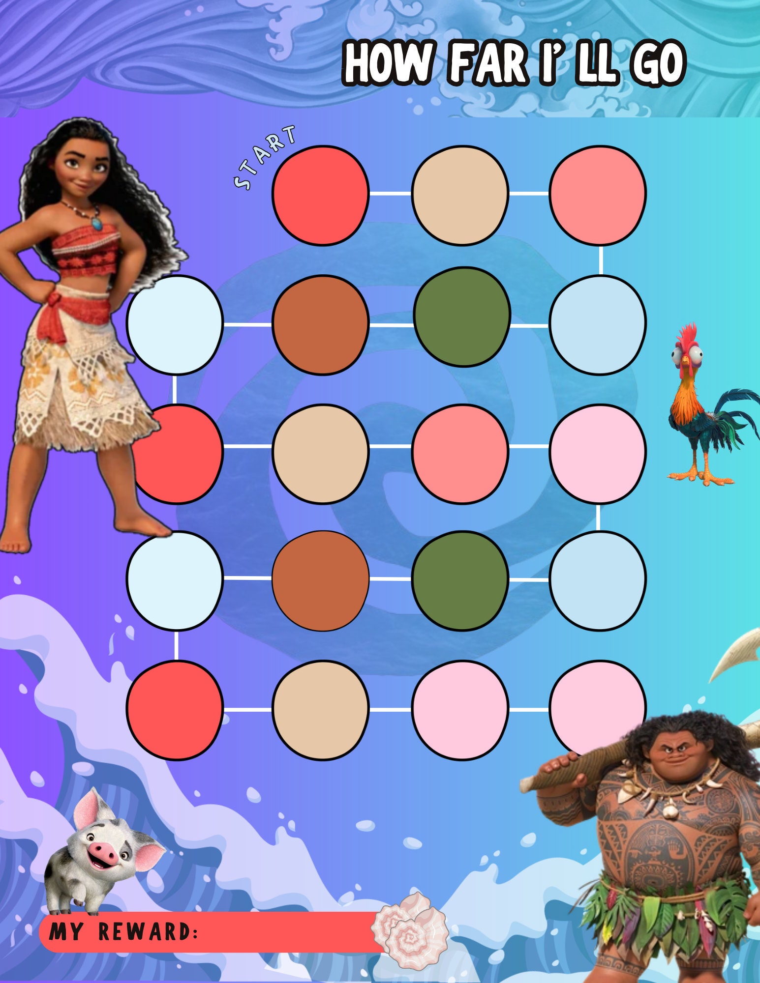 Moana Digital Reward Chart for Kids | Printable Behavior Chart | Chore ...