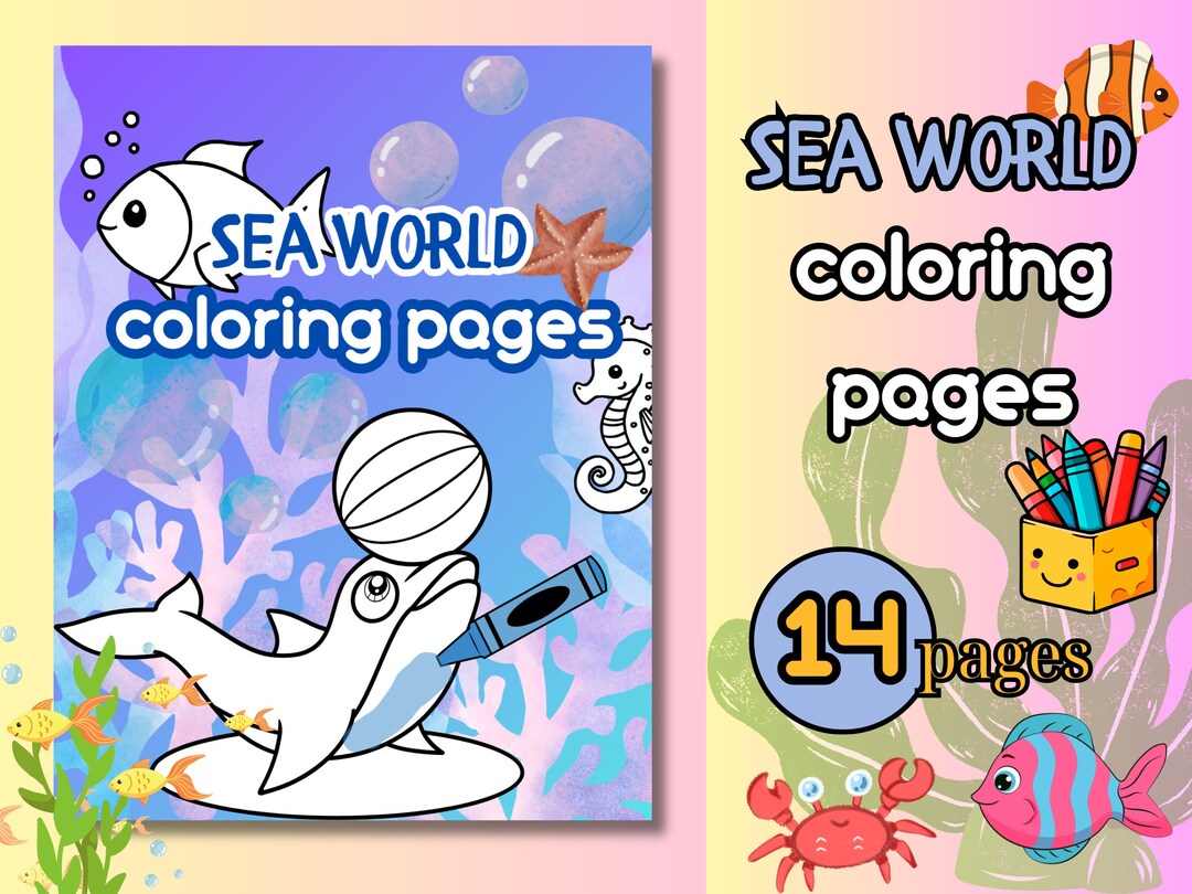 Sea World Digital Coloring Book for Kids | Printable Ocean Adventure ...