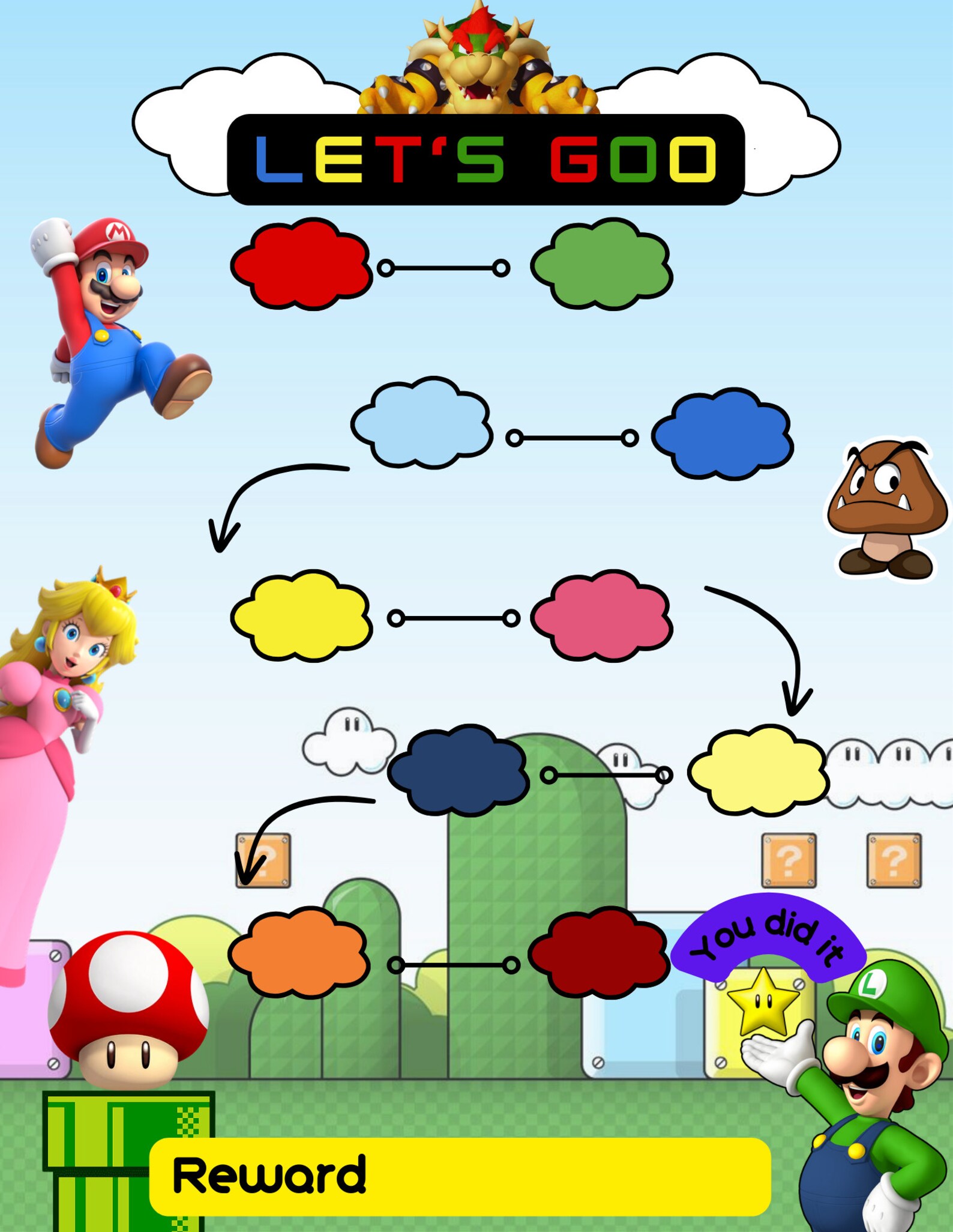 Super Mario - Reward Chart, Kids Reward Chart, Super Mario Sticker ...