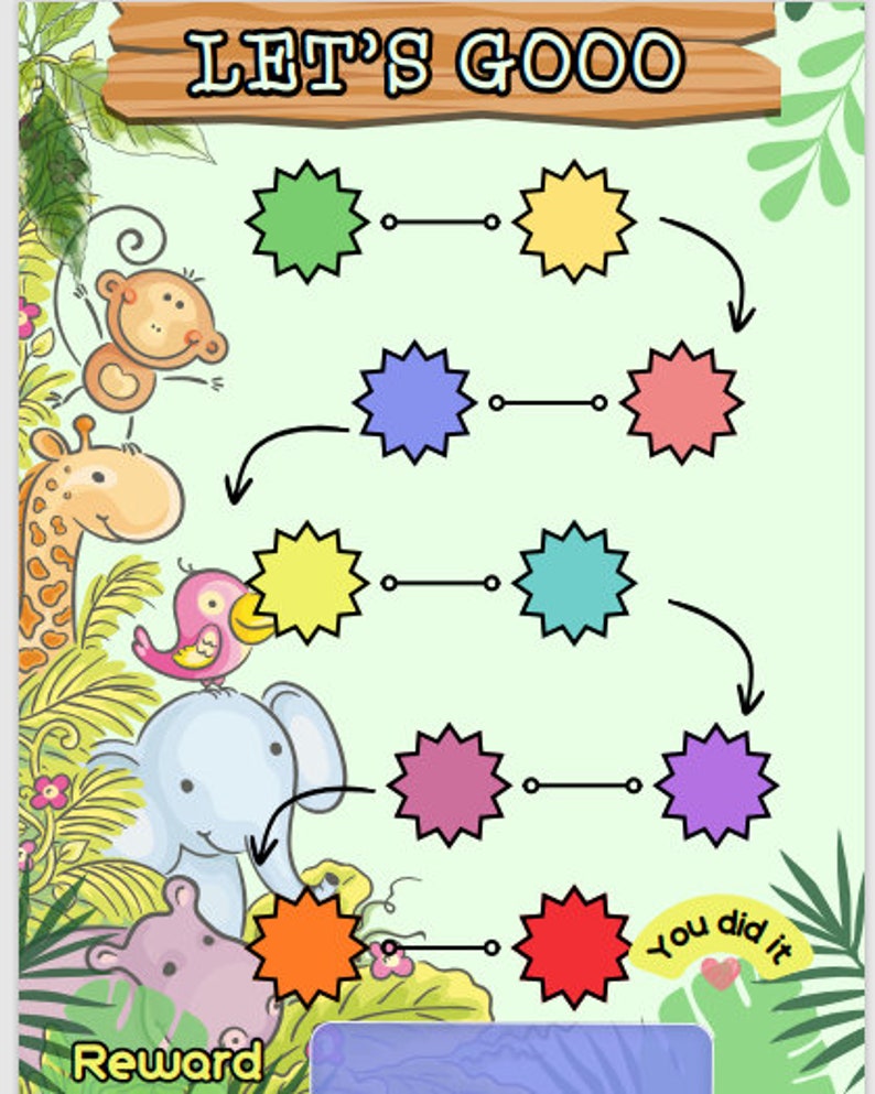 Jungle Animals Reward Chart: Kids Training, Positive Behavior (PDF) - Etsy