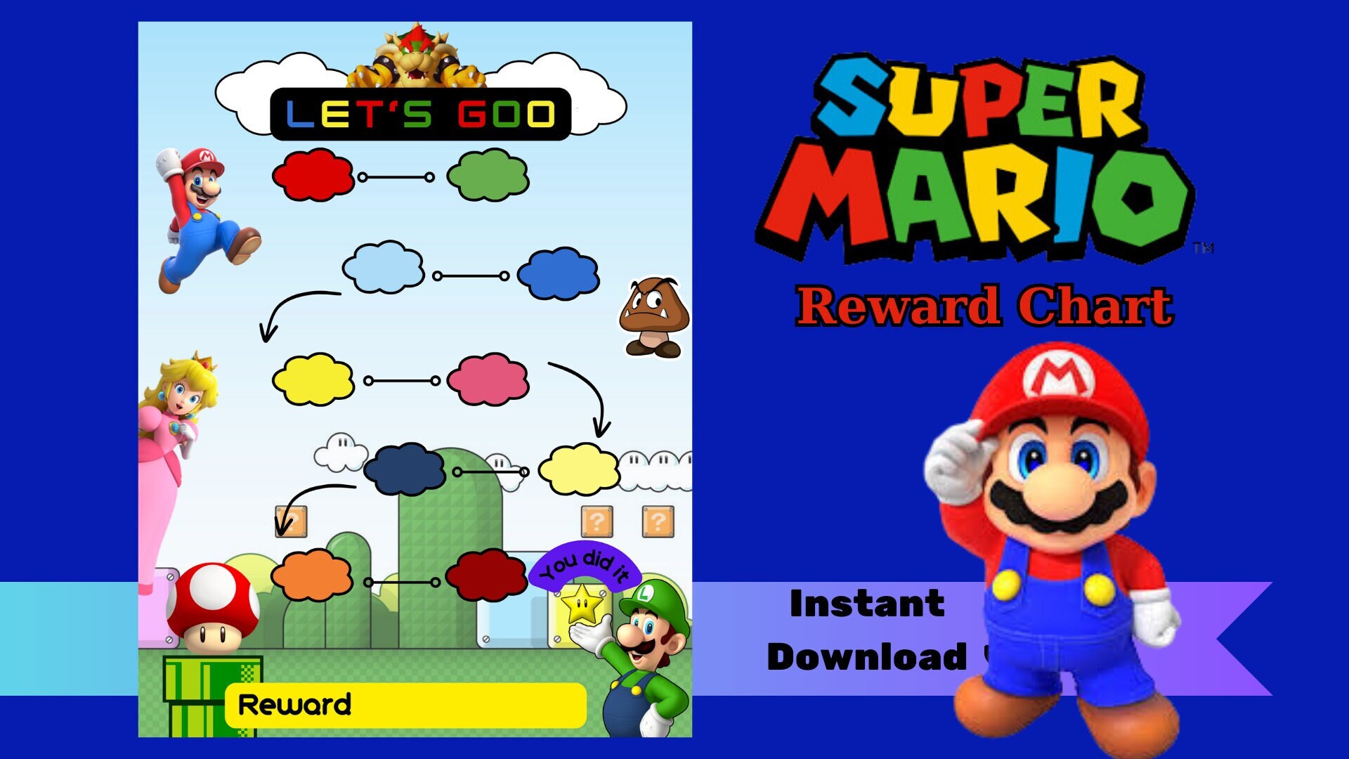 Super Mario Reward Chart: Kids Training, Goal Setting (PDF) - Etsy