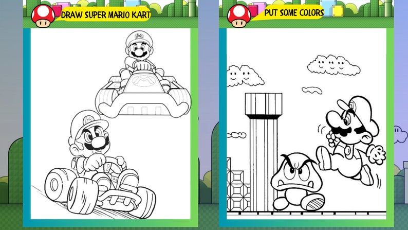 Super Mario Digital Coloring Book for Kids | Printable Coloring Pages ...