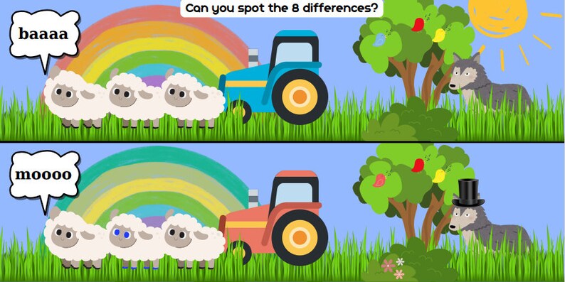 Spot the Differences - Farm Animals, Kids Digital Activity Pdf - Etsy ...