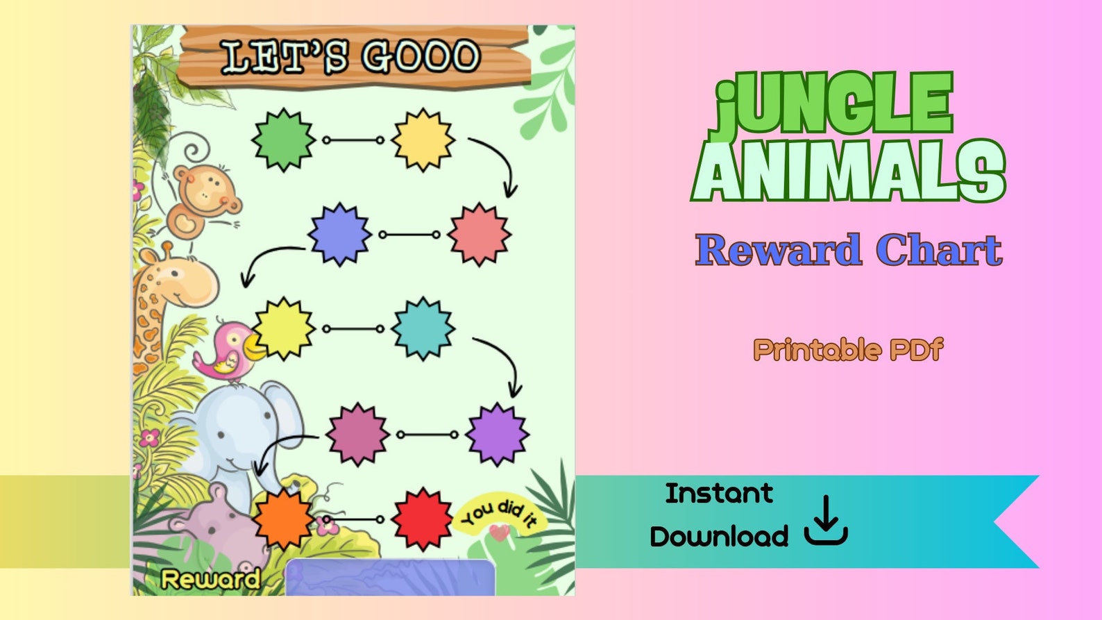 Jungle Animals Reward Chart: Kids Training, Positive Behavior (PDF) - Etsy