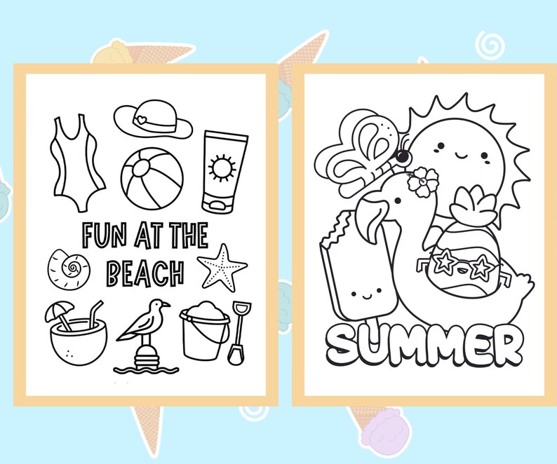 Summer Vacation Coloring Pages Printable Kids' Activity PDF, Coloring ...