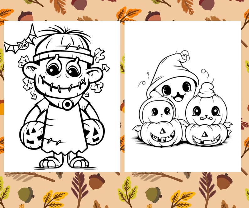 Spooky Coloring Pages for Kids Printable Halloween Activity PDF - Etsy