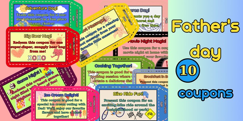 Father's Day Coupons, Father's Day Gift, Father's Day Gift Idea - Etsy